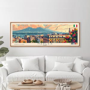 Naples Italy Travel Art: Panoramic Framed Canvas or Metal Print - Etsy