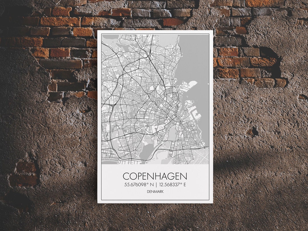 Copenhagen Street Map Denmark Map Europe City Map Art - Etsy