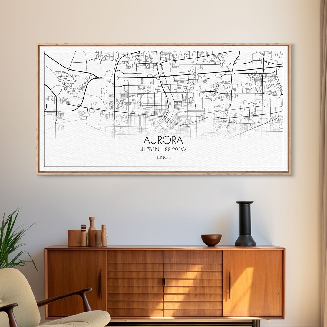 Aurora Street Map, Illinois Map, Map Print, Modern Art, Wall Art ...