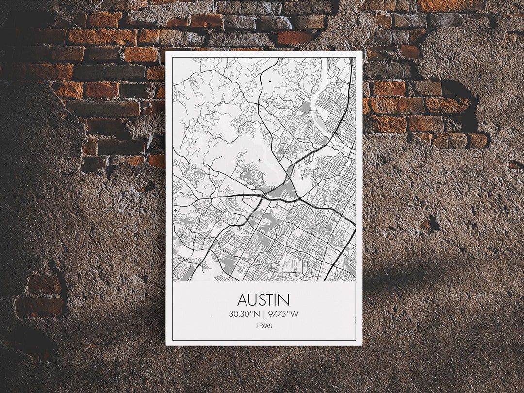 Austin Street Map Texas Map City Map Art Office Wall Art - Etsy