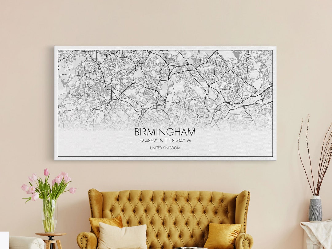 Birmingham Street Map United Kingdom Map Map Print Modern - Etsy