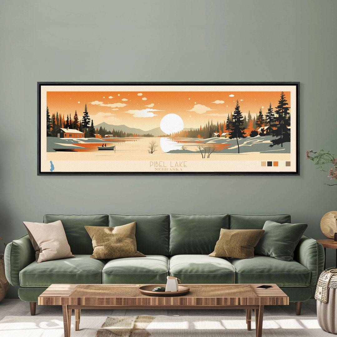 Pibel Lake, Nebraska Framed Canvas Print, Panoramic Wall Art ...