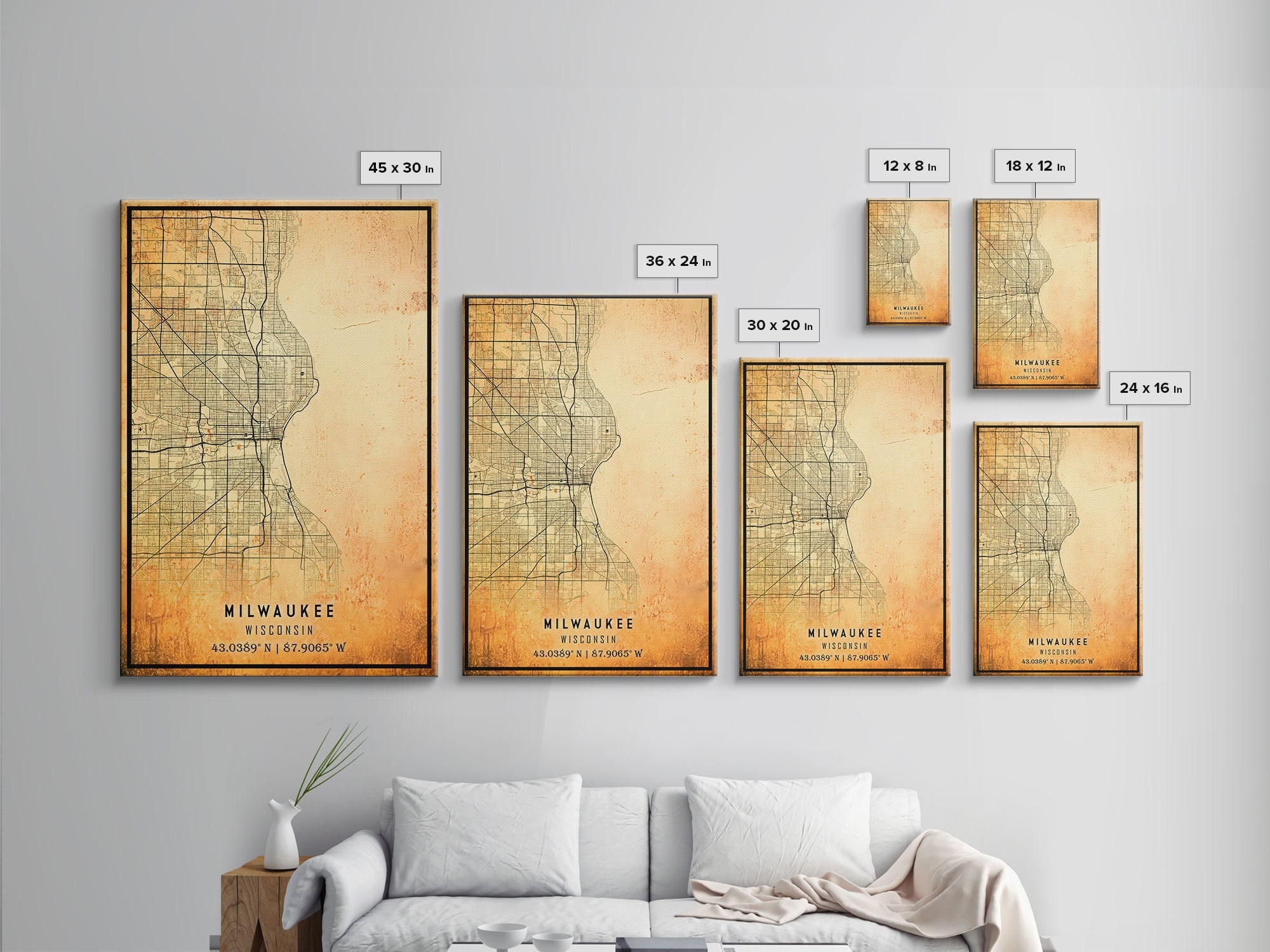 Milwaukee Wisconsin Street Map Wall Art Framed Canvas Print - Etsy