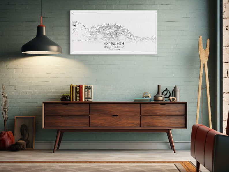 Edinburgh Street Map Scotland Map Map Art Minimalist Art - Etsy