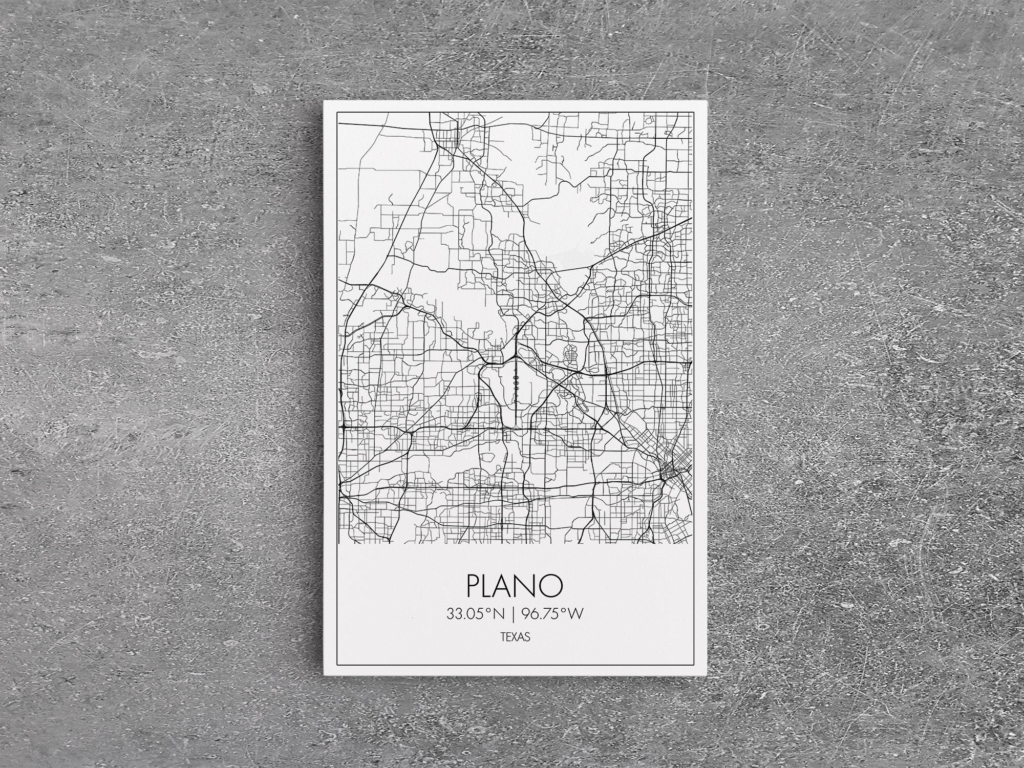 Plano Street Map Texas Map City Map Art Minimalist Art - Etsy