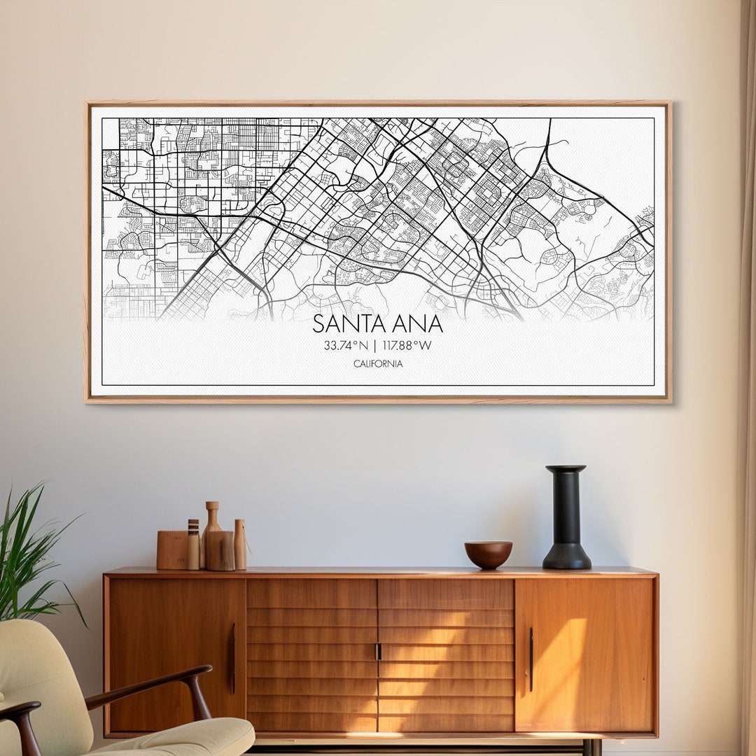 Santa Ana City Map, California Art, Map Print, Modern Wall Art, Wall ...