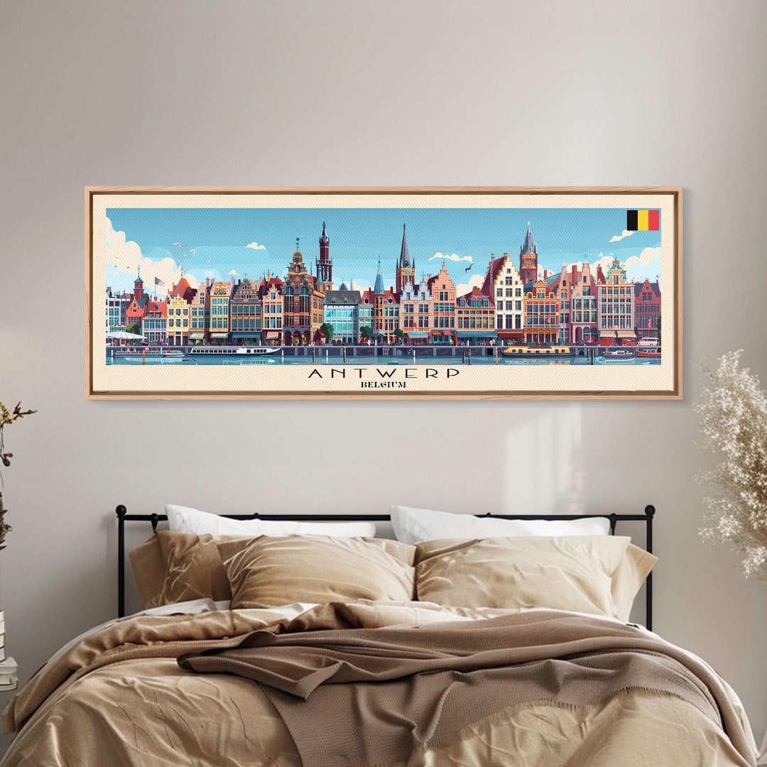 Antwerp Belgium Wall Art, Panoramic Travel Poster, Panoramic Framed ...