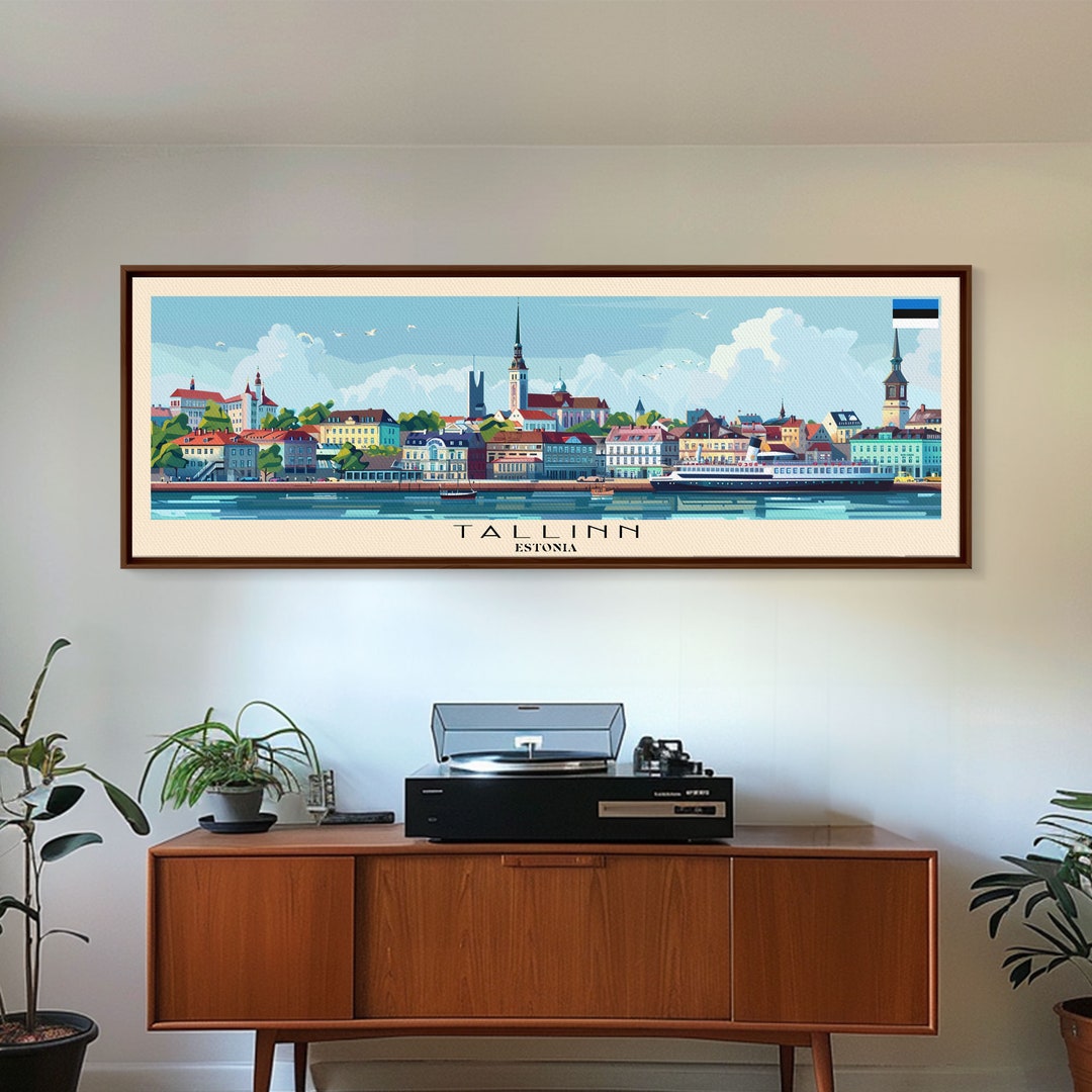 Tallinn Estonia Panoramic Travel Poster, Framed Canvas Print or Metal ...