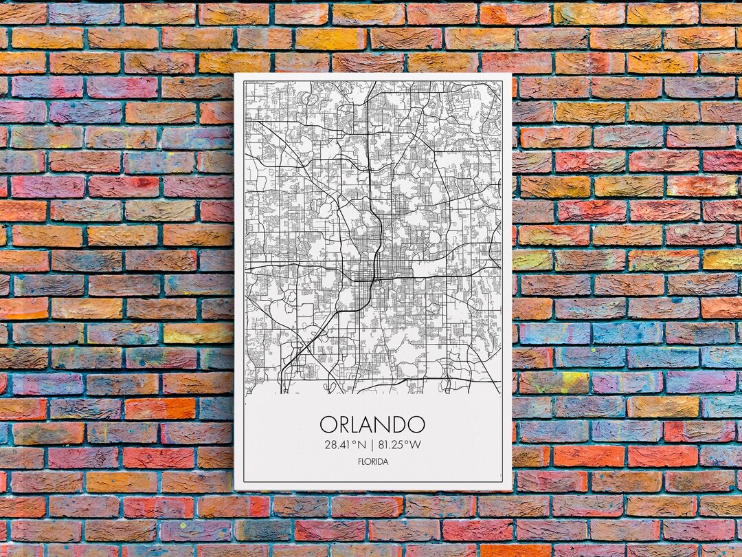 Orlando Street Map Florida Map City Map Art Modern Art - Etsy