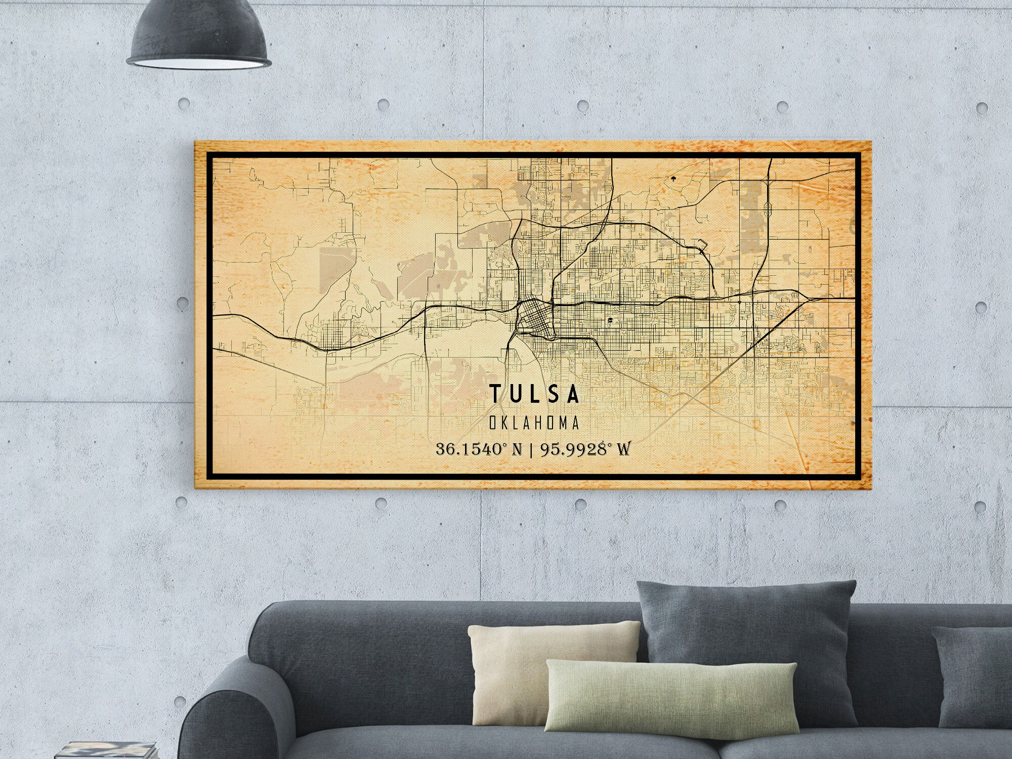 Tulsa Map Art Oklahoma Custom Tulsa City Streets Map Print University ...