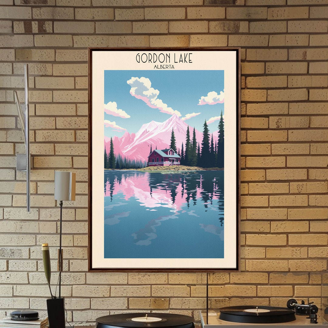 Gordon Lake Alberta Framed Canvas Print, Lake House Decor, Travel ...