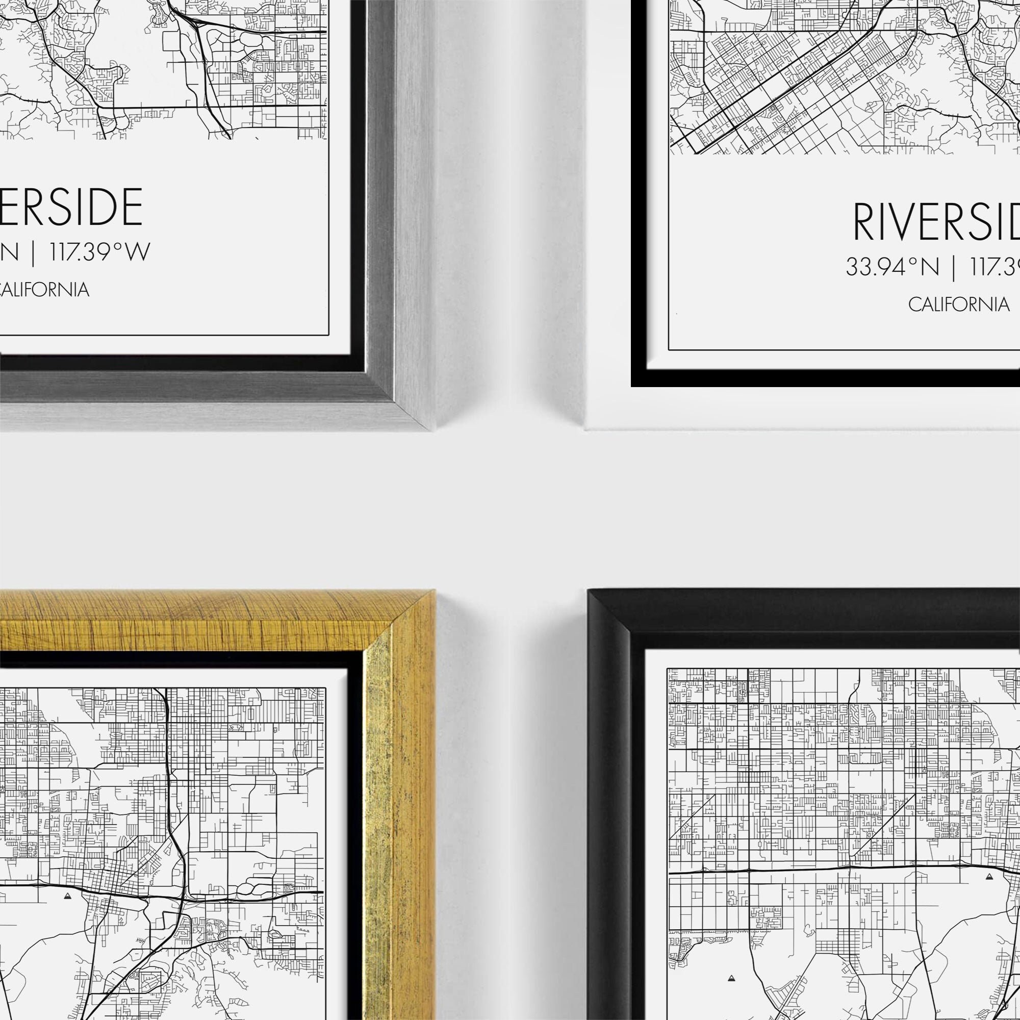 Riverside Street Map California Map City Map Art Minimalist - Etsy