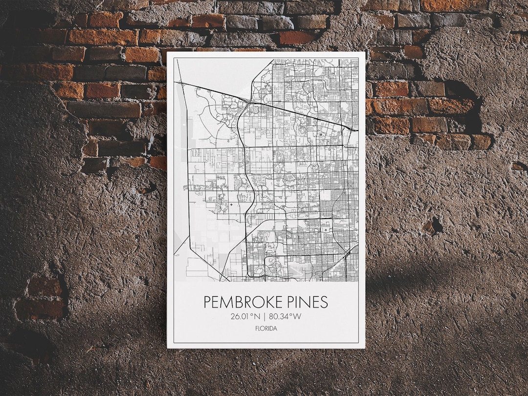 Pembroke Pines Street Map Florida Map City Map Art - Etsy
