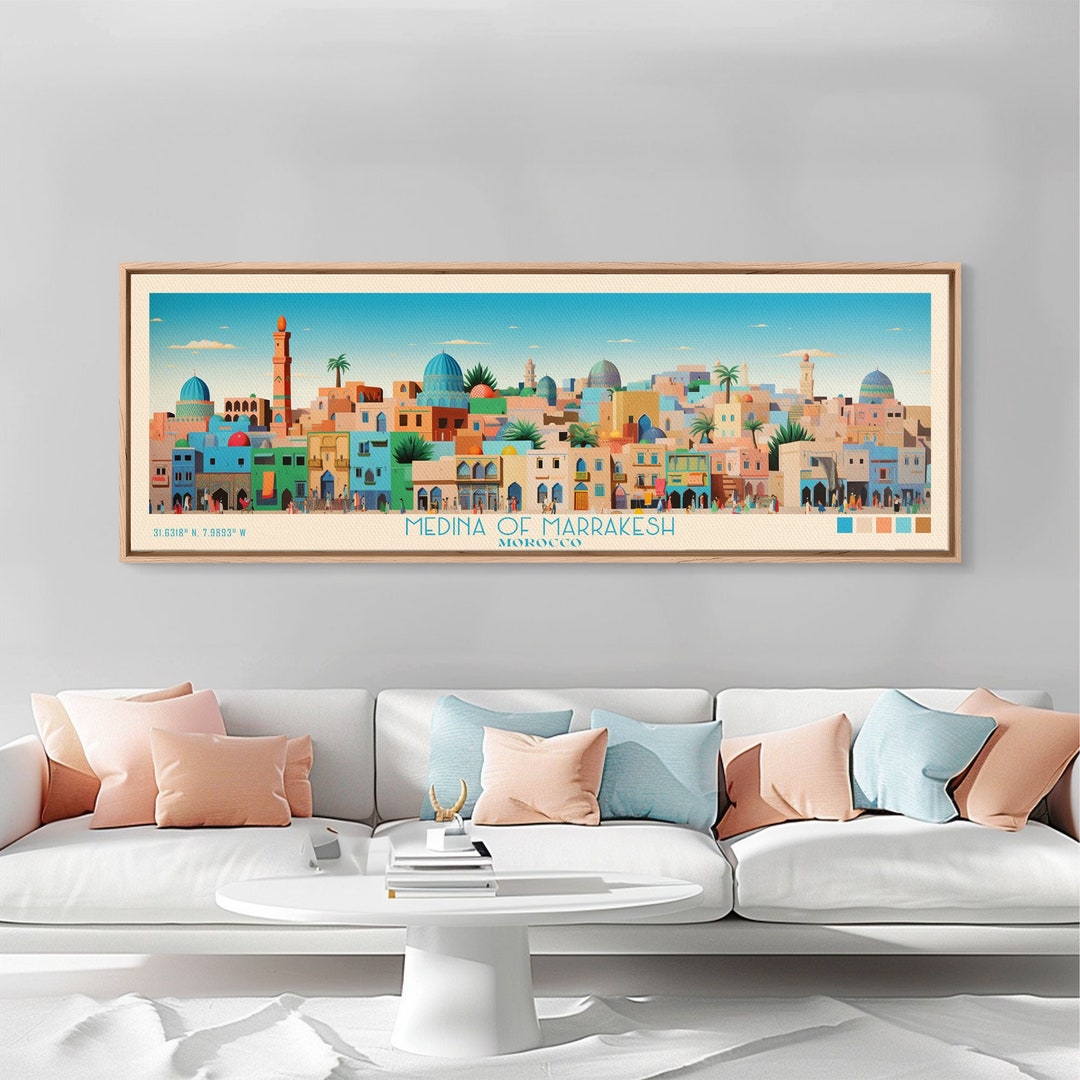 Medina of Marrakesh Travel Poster Print, Framed Canvas Print, Morocco ...
