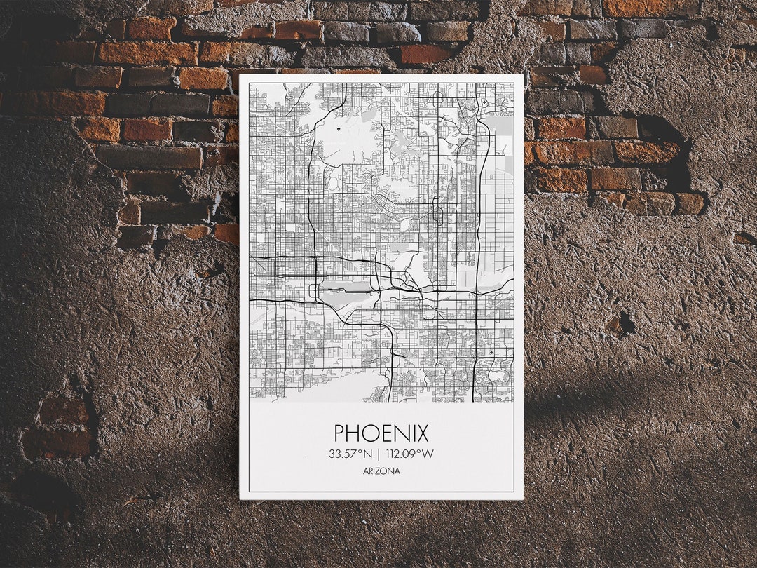 Phoenix Street Map Arizona Map City Map Art Minimalist Art - Etsy