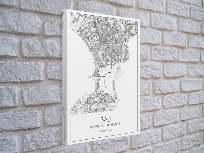 Bali Street Map Indonesia Map Asian City Wall Art Travel - Etsy