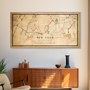 Old New York City Map Wall Art Canvas Print, Vintage Style New York ...