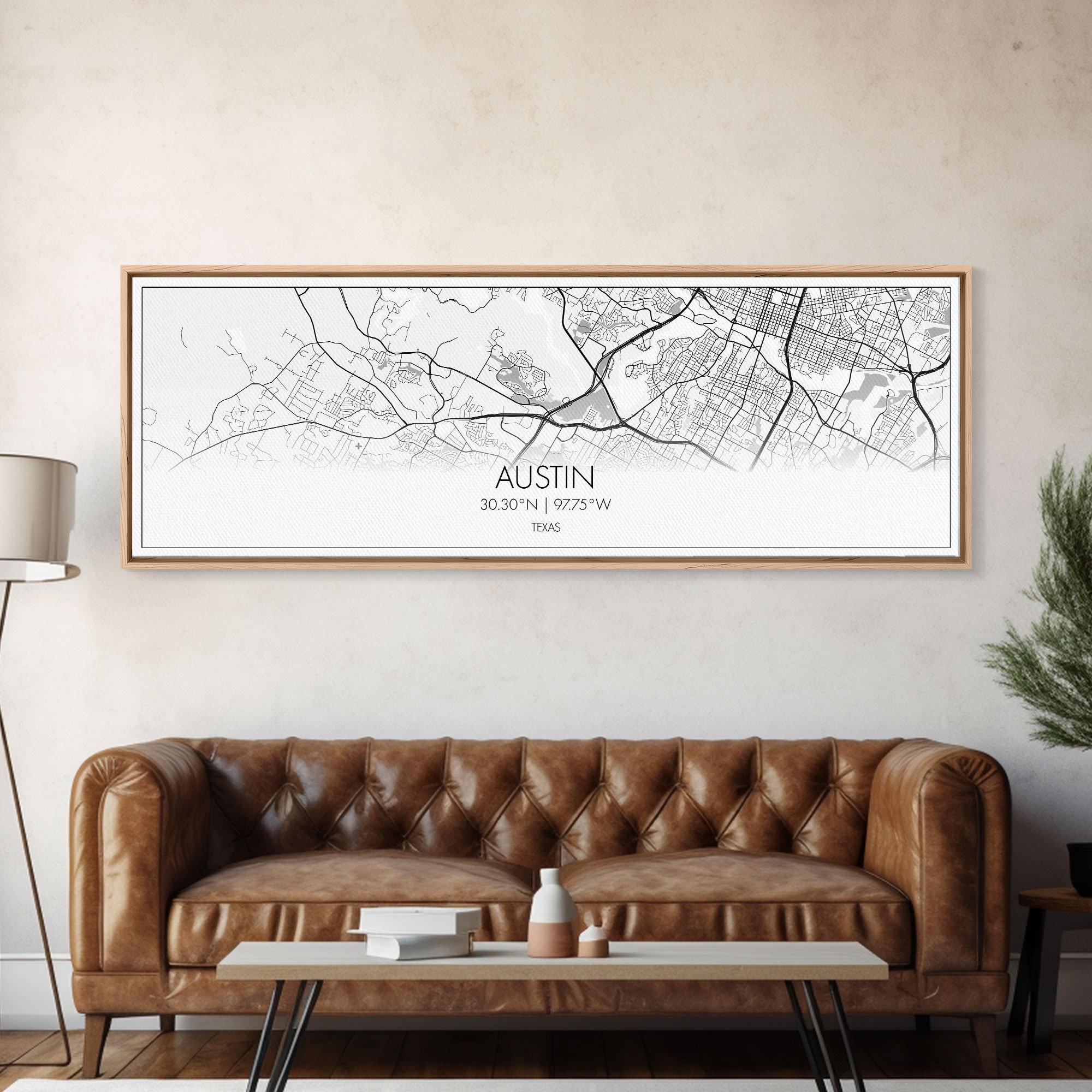 Panoramic Austin City Map Texas Art Map Print Minimalist - Etsy