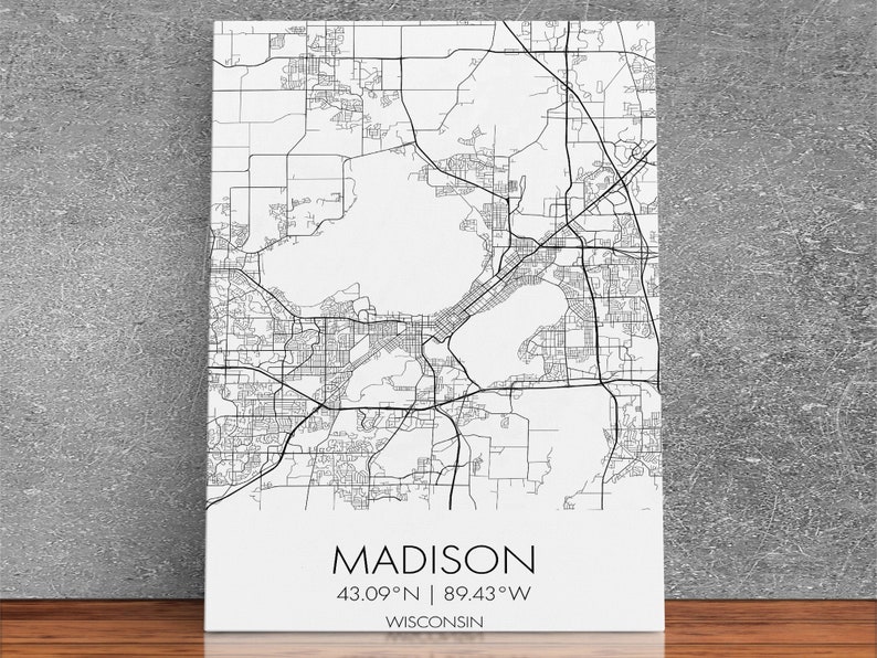 Madison Street Map Wisconsin Map City Map Art Modern Art - Etsy