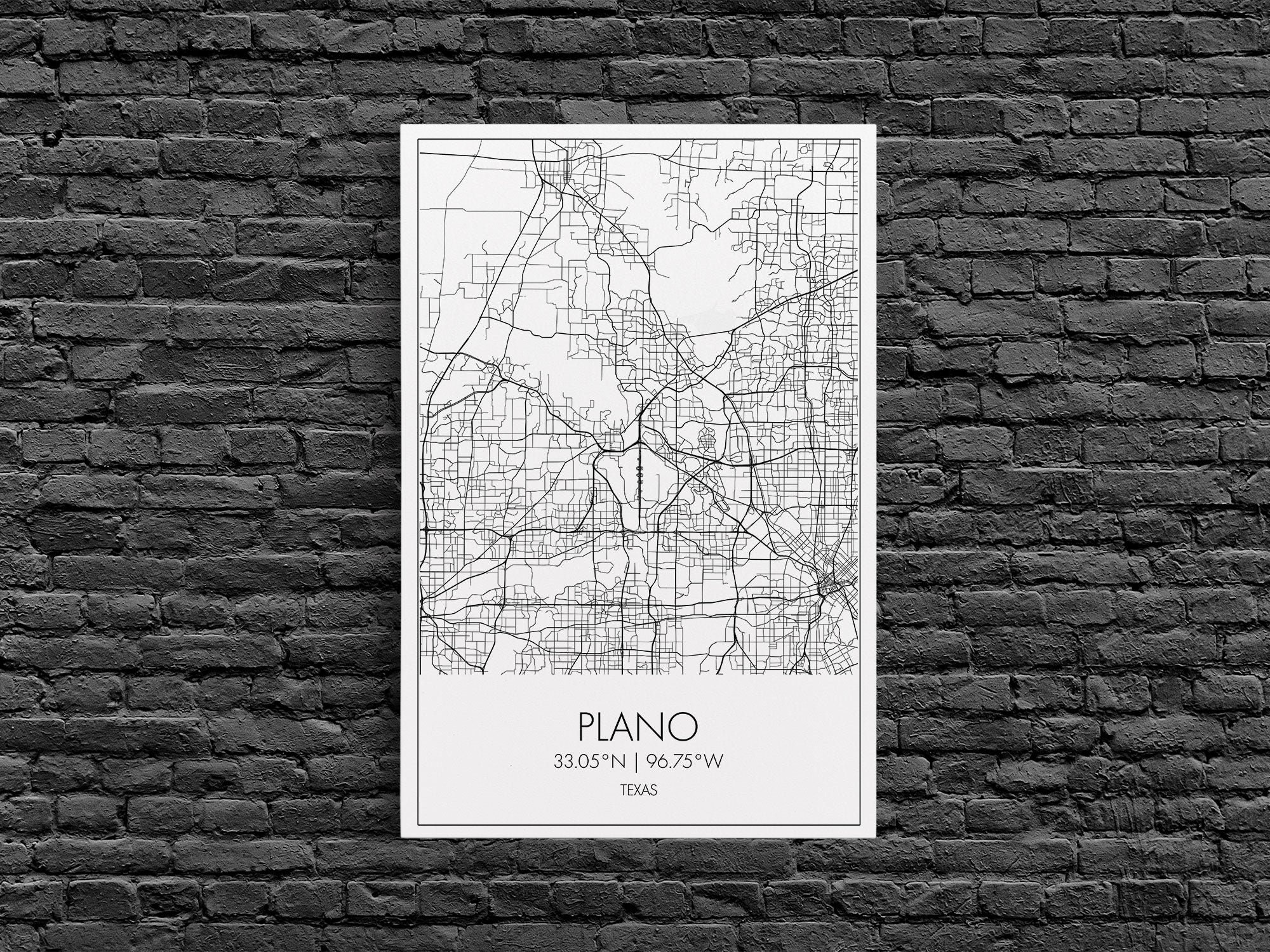 Plano Street Map Texas Map City Map Art Minimalist Art - Etsy