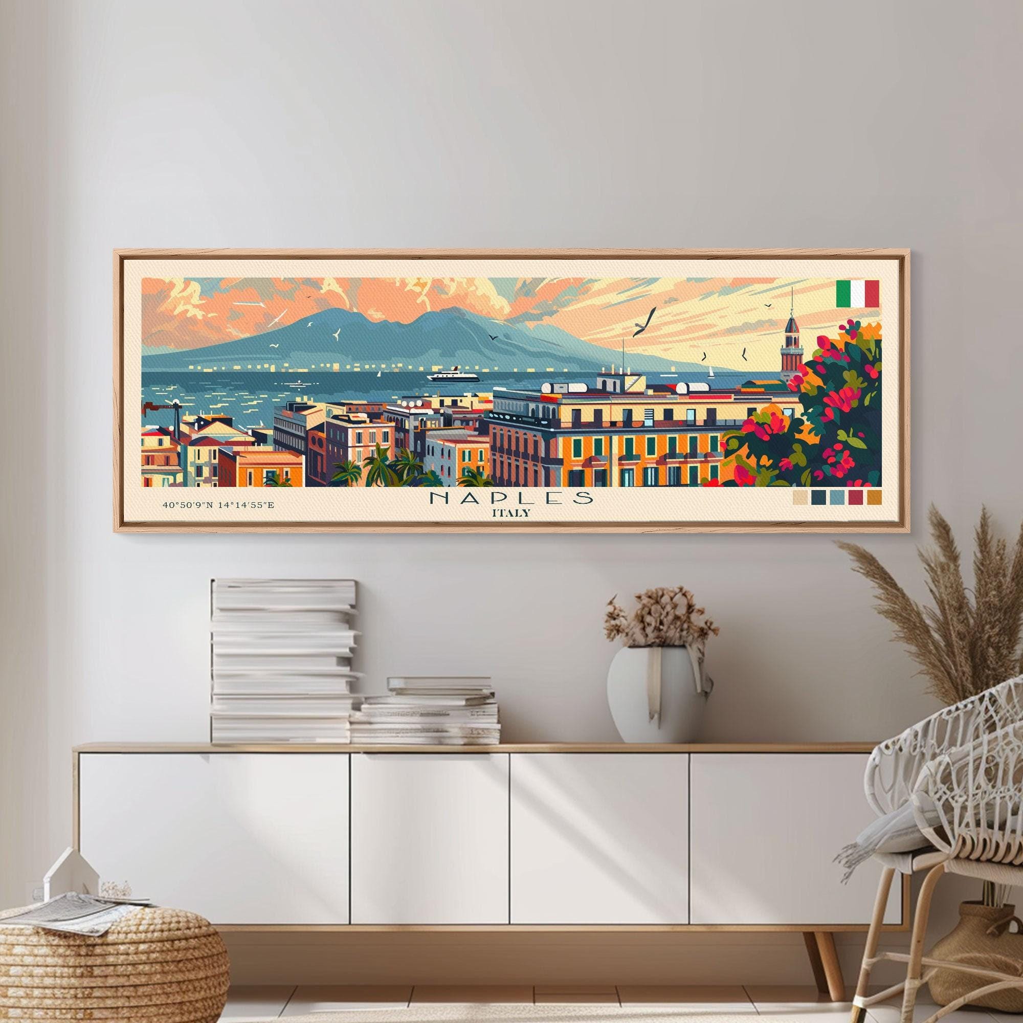 Naples Italy Travel Art: Panoramic Framed Canvas or Metal Print - Etsy