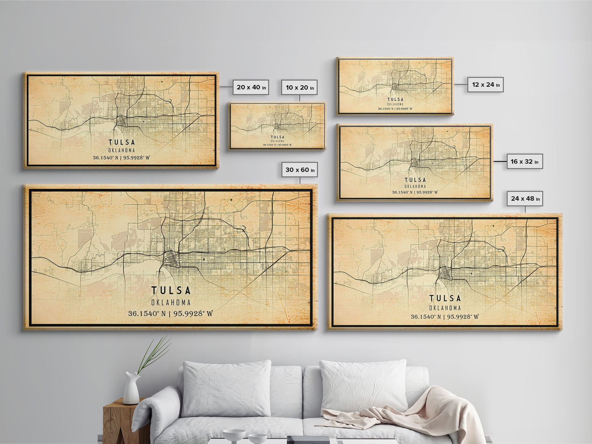 Tulsa Map Art Oklahoma Custom Tulsa City Streets Map Print University ...