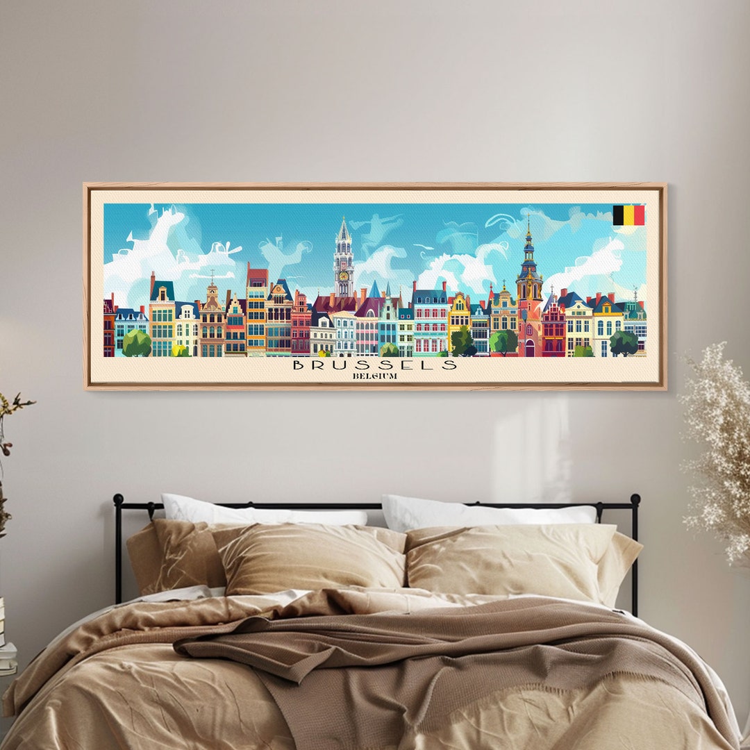Brussels Belgium Panoramic Travel Poster, Framed Canvas Print or Metal ...