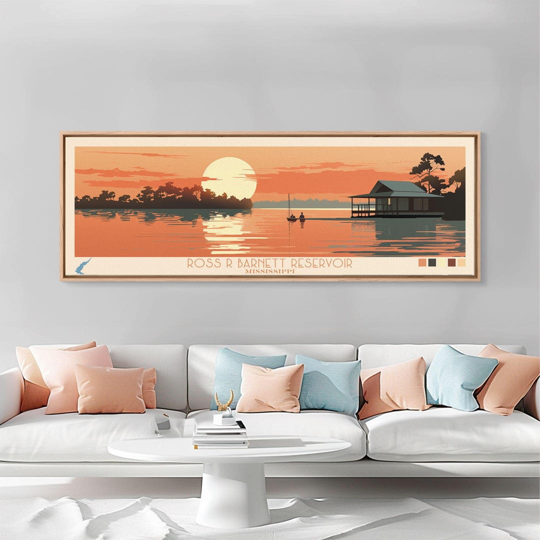 Ross Barnett Reservoir Mississippi Canvas Print: Mid-century Modern ...
