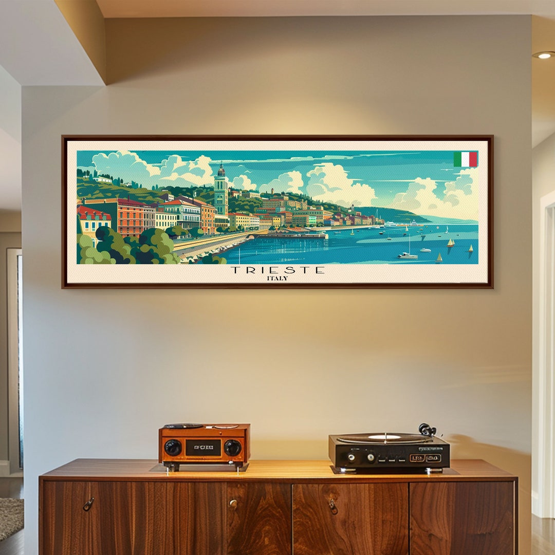 Trieste Italy Panoramic Travel Poster, Framed Canvas Print or Metal ...