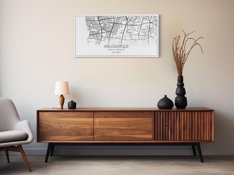 Albuquerque Street Map New Mexico Map Map Print Modern Art - Etsy