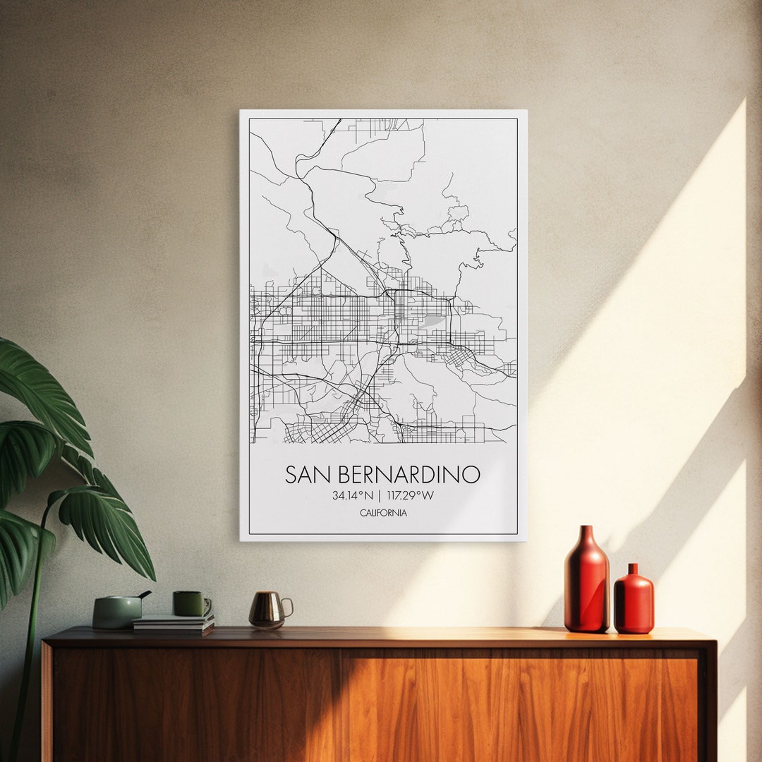 San Bernardino Street Map, California Map, City Map Print, Minimalist ...