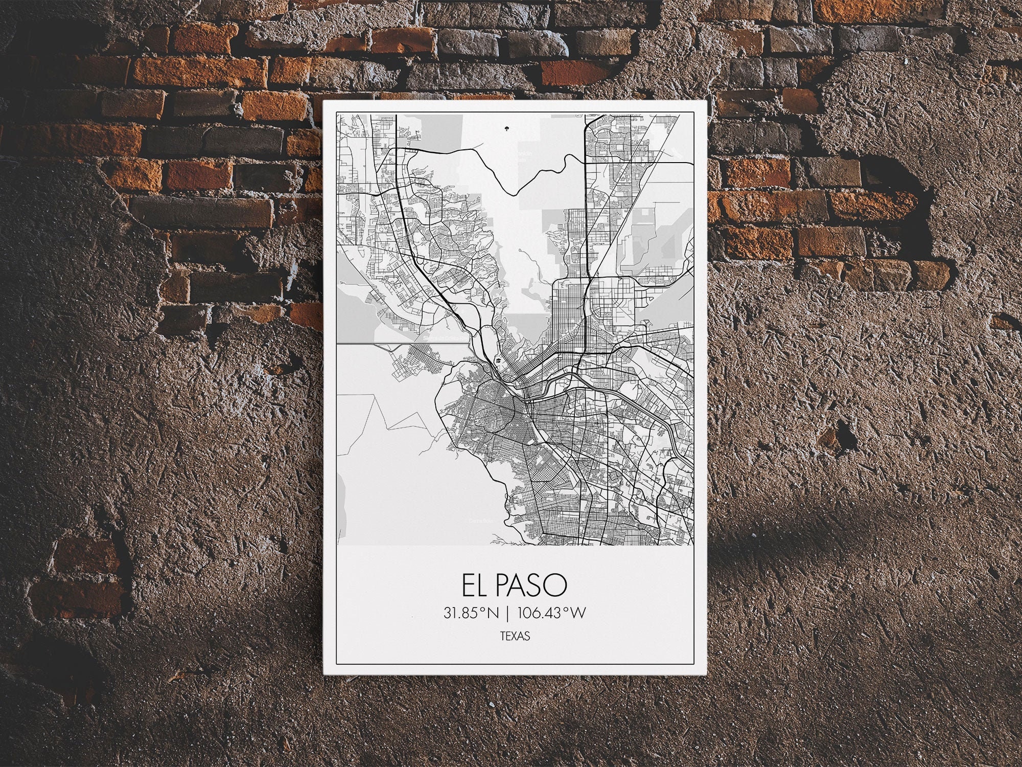 El Paso Street Map Texas Map City Map Art Minimalist Art - Etsy