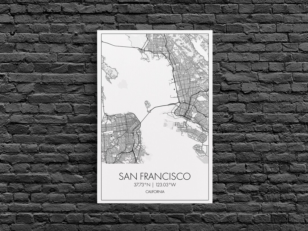 San Francisco Street Map California Map City Map Print - Etsy