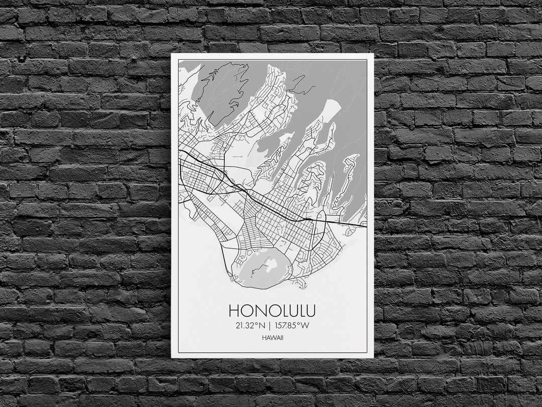 Honolulu Street Map, Hawaii Map, Ity Map Art, Minimalist Art, Wall Art ...