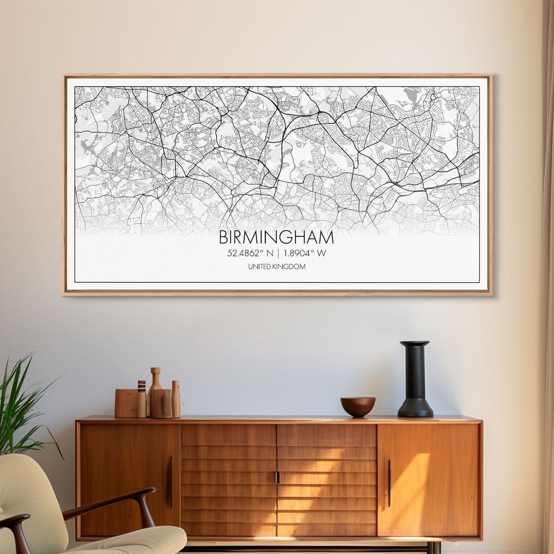 Birmingham Street Map, United Kingdom Map, Map Print, Modern Art, Wall ...