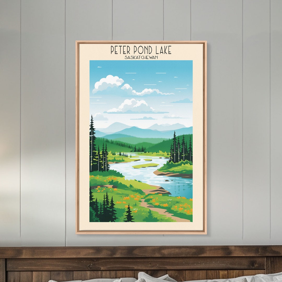 Peter Pond Lake Saskatchewan Framed Canvas Print, Lake Life, Pop Art ...