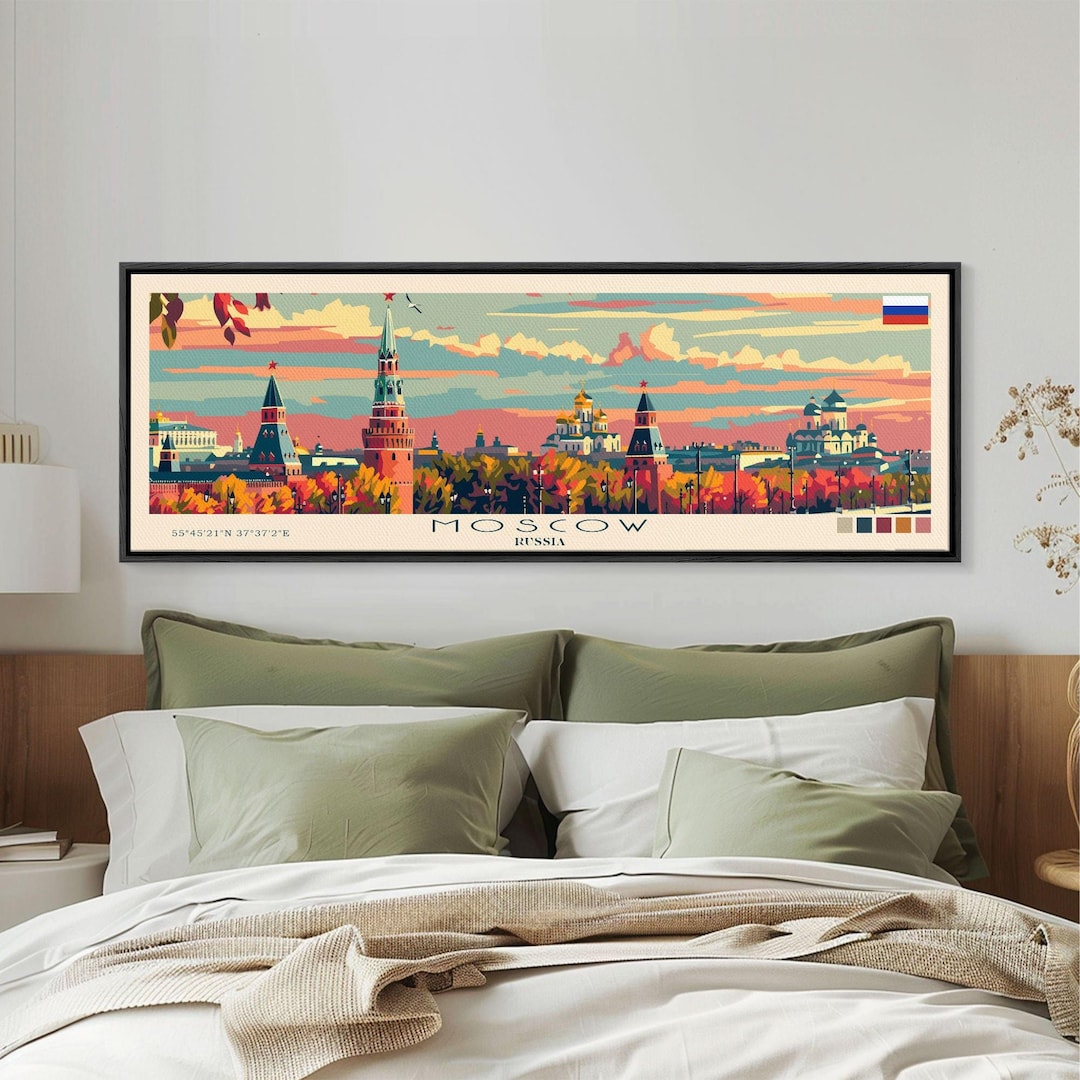 Moscow Russia Travel Print Wall Art, Panoramic City Art, Travel Art ...