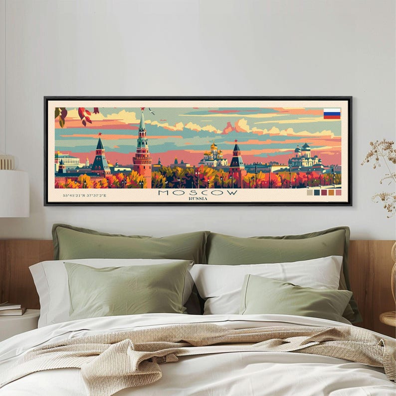Moscow Russia Travel Print Wall Art, Panoramic City Art, Travel Art ...