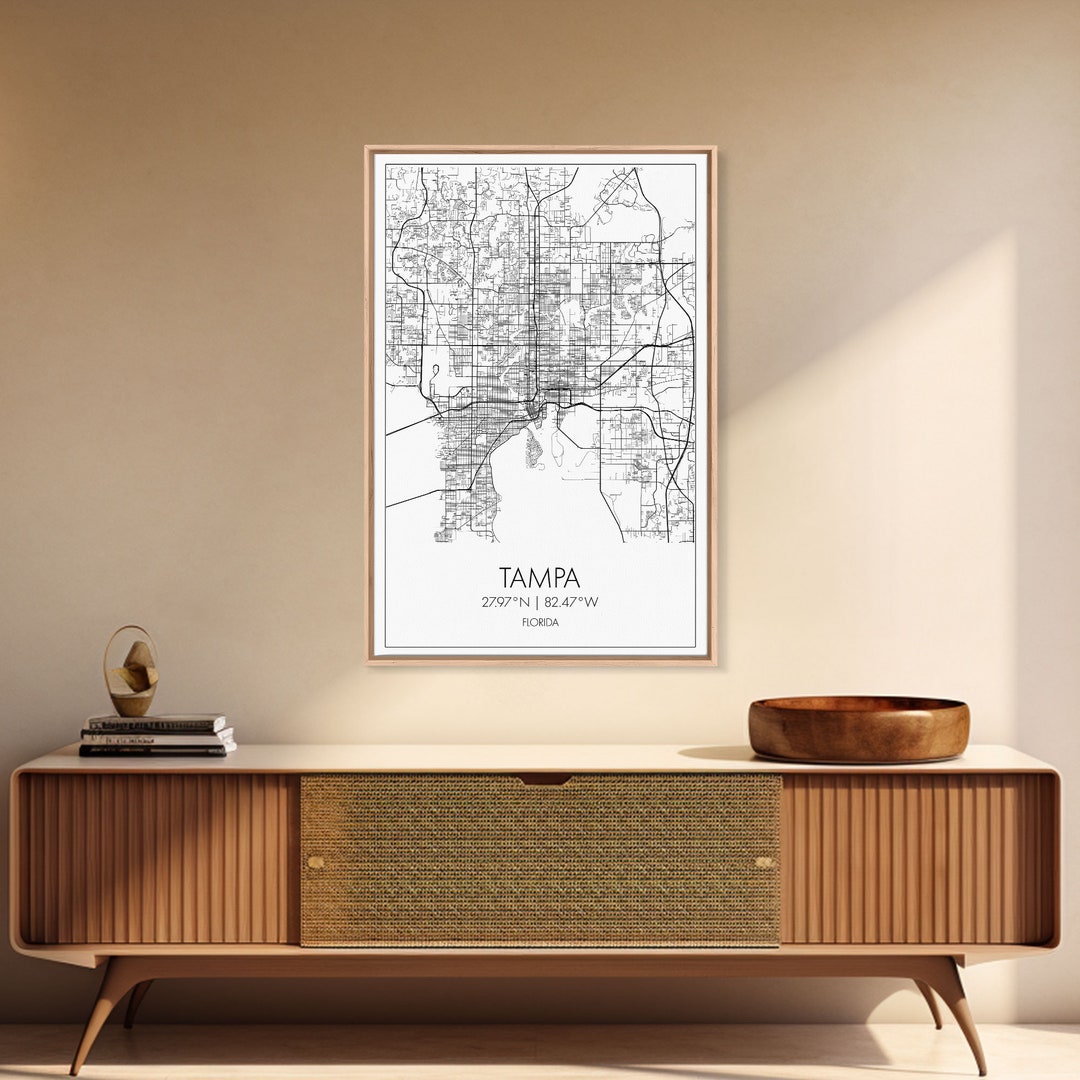 Tampa Street Map, Florida Map, City Map Print, Modern Wall Art, Wall ...