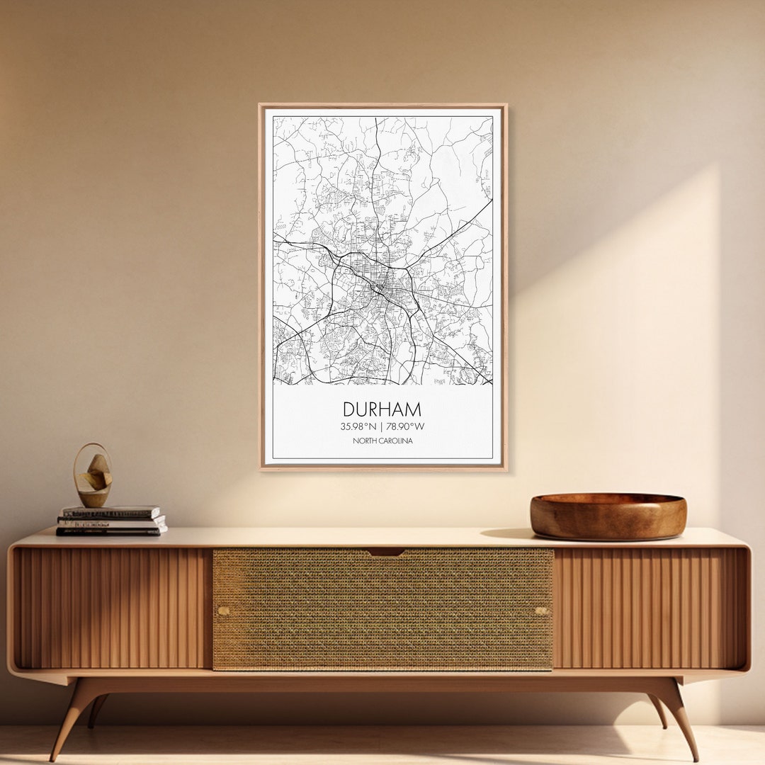 Durham Street Map, North Carolina Map, City Map Art, Minimalist Art ...