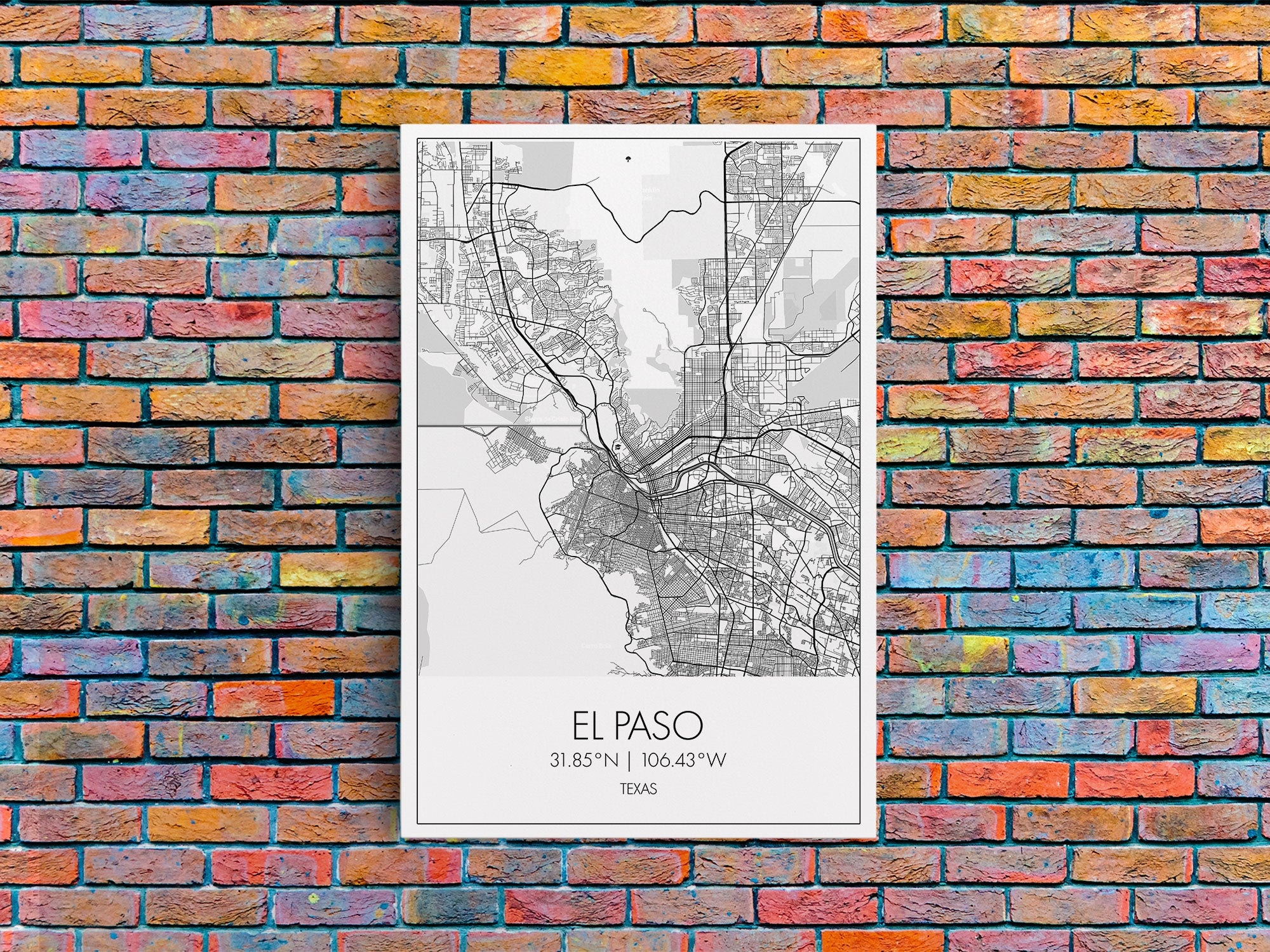 El Paso Street Map Texas Map City Map Art Minimalist Art - Etsy