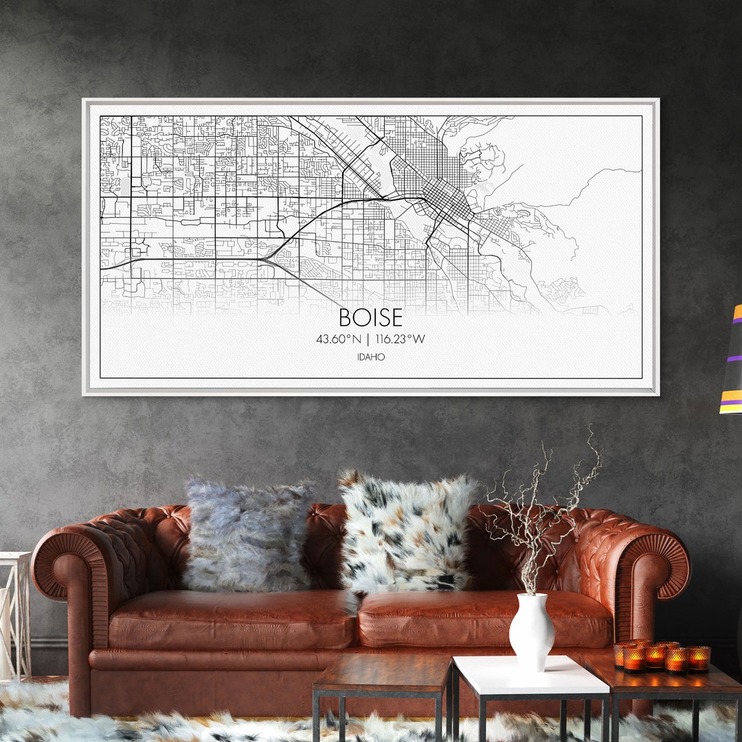 Boise Street Map, Idaho Map, Map Print, Modern Art, Wall Art, Canvas ...