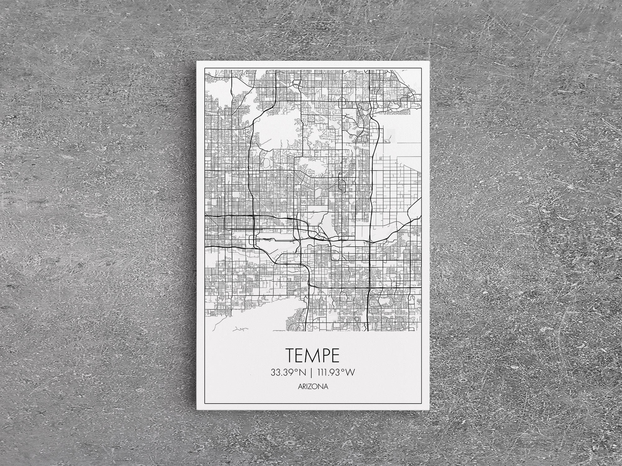 Tempe Street Map Arizona Map City Map Print Modern Wall - Etsy