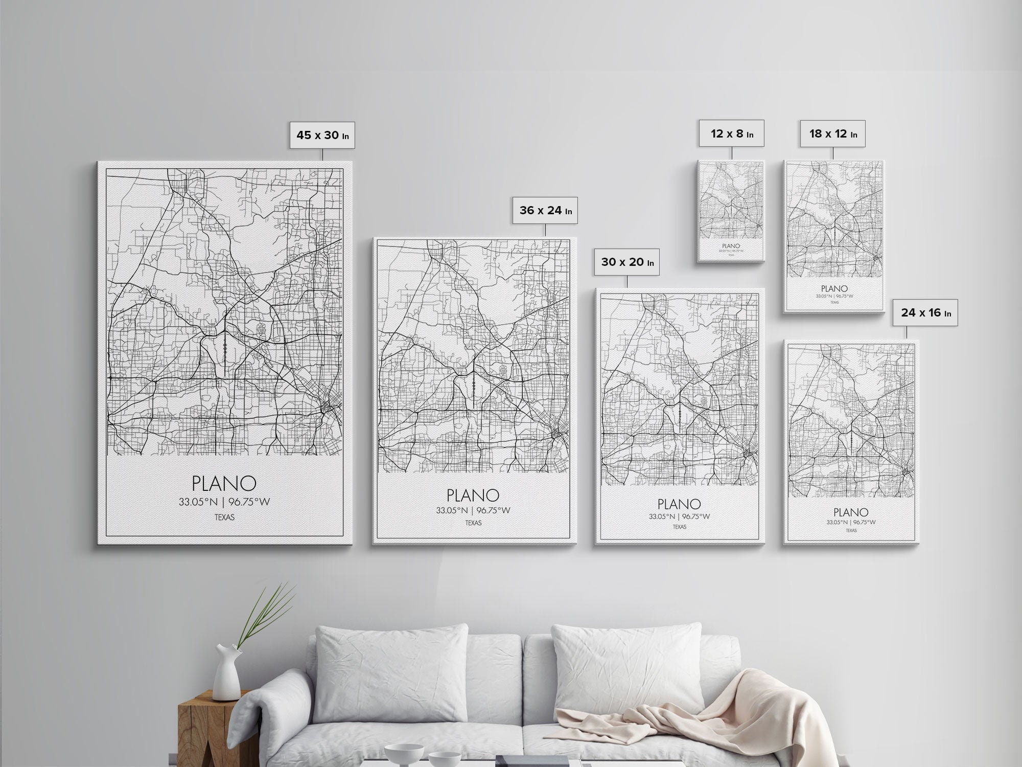 Plano Street Map Texas Map City Map Art Minimalist Art - Etsy