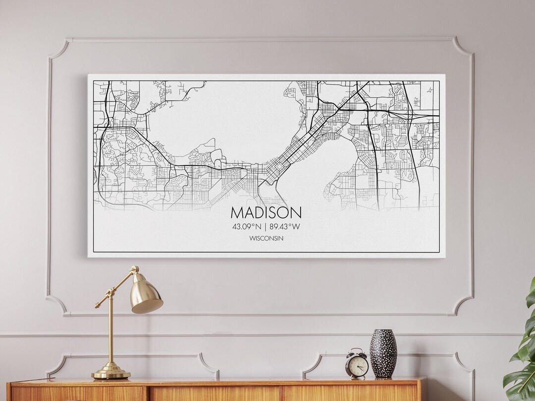 Madison City Map Wisconsin Map Map Art Modern Art Wall - Etsy