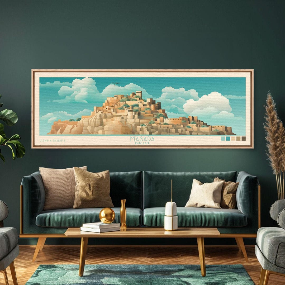 Masada Israel Travel Poster: Vintage Panoramic Canvas Print - Etsy