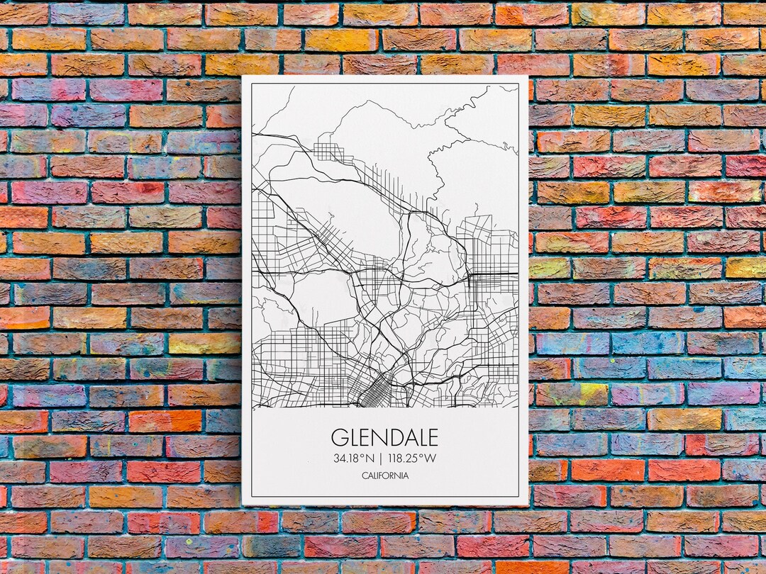 Glendale Street Map California Map City Map Art Minimalist - Etsy