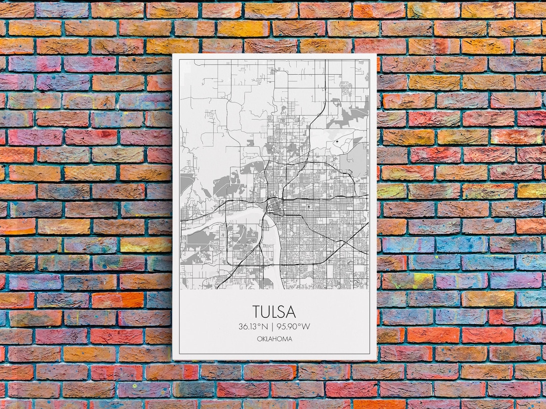 Tulsa Street Map Oklahoma Map City Map Print Modern Wall - Etsy