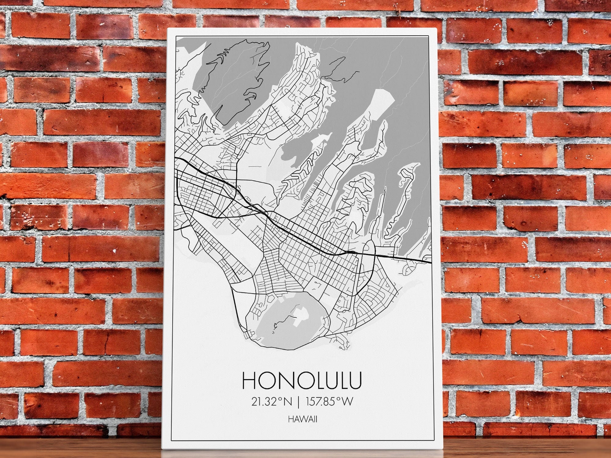 Honolulu Street Map, Hawaii Map, Ity Map Art, Minimalist Art, Wall Art ...