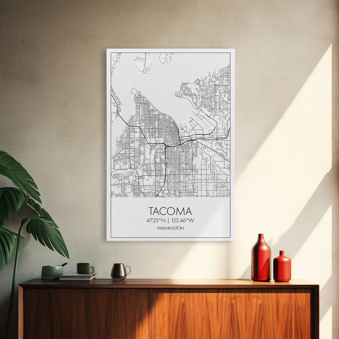 Tacoma Street Map, Washington Map, City Map Print, Modern Wall Art ...